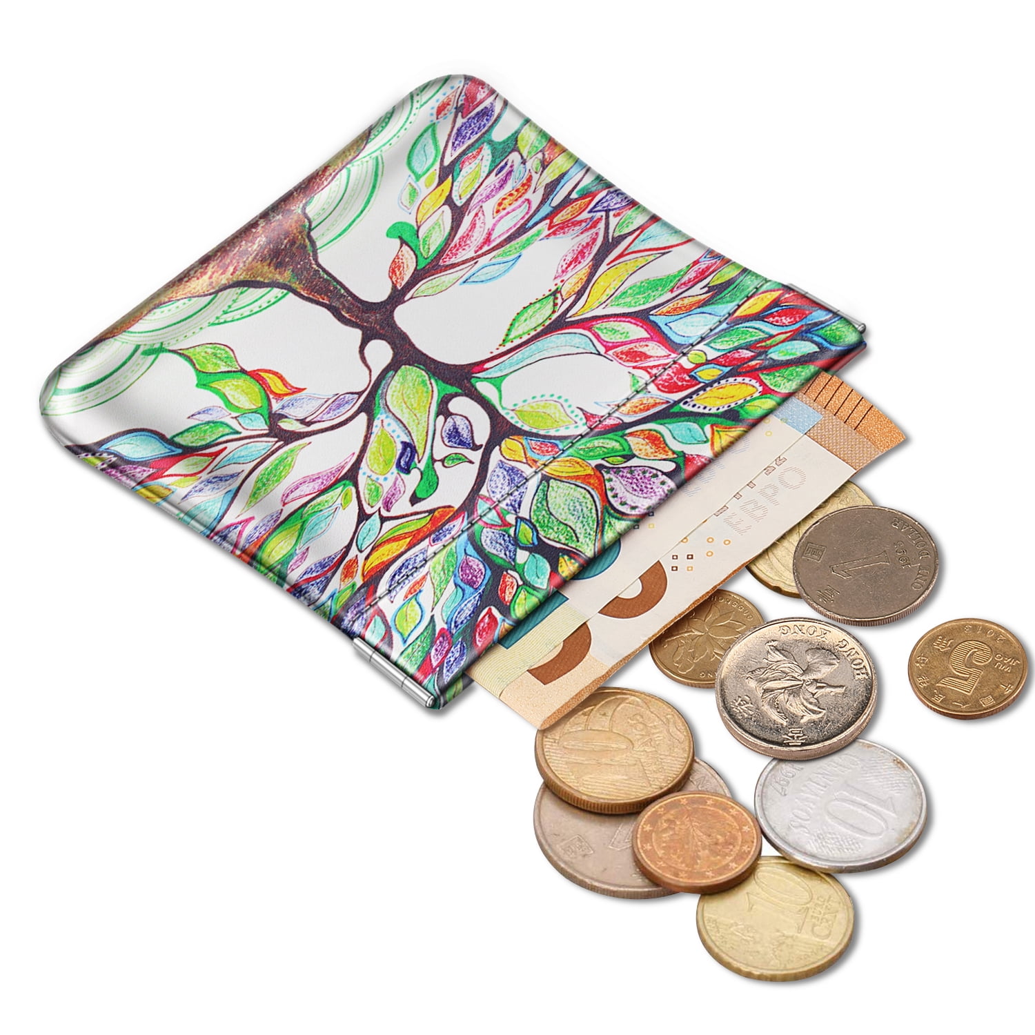 Fintie Squeeze Coin Purse, PU Leather Change Holder, Love Tree Design ...