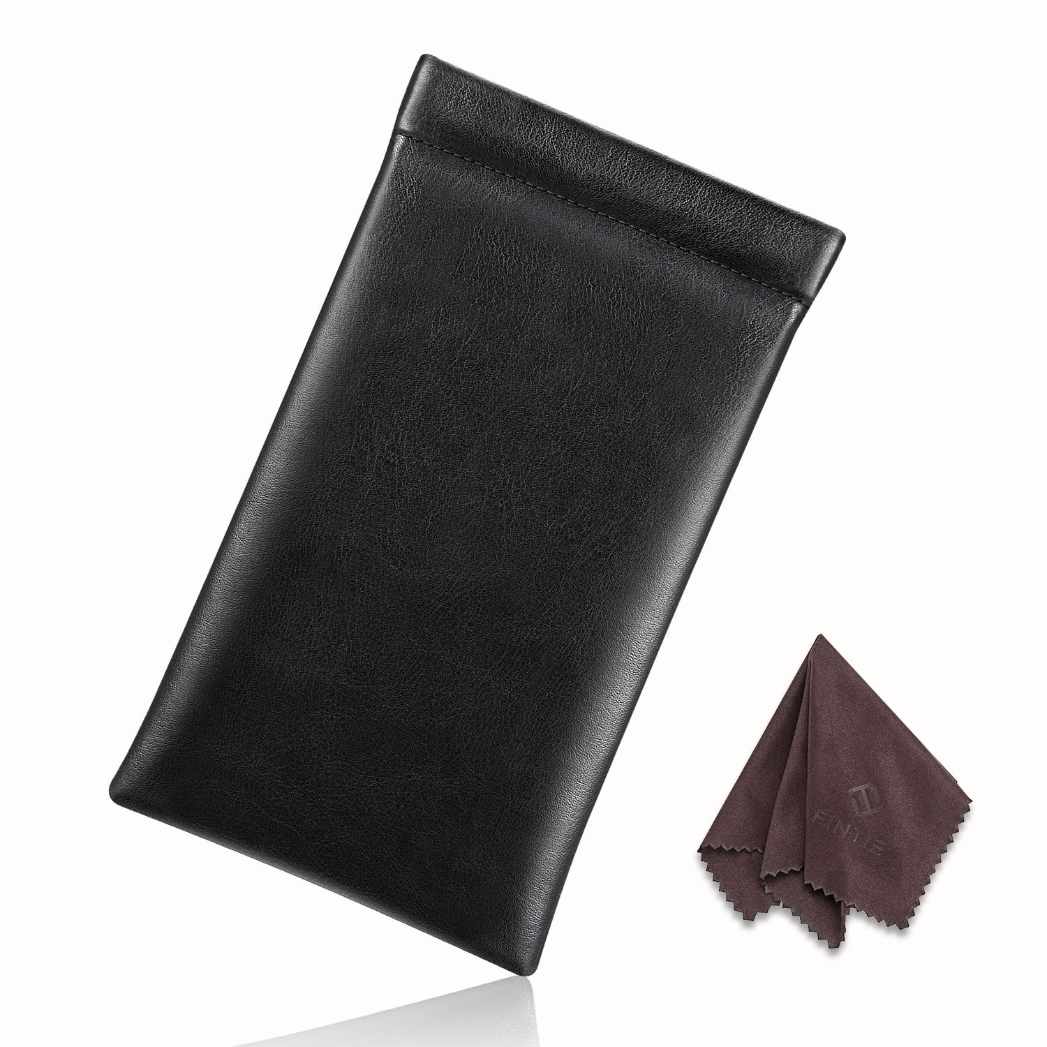 Fintie, Squeeze Top Eyeglasses Pouch, Leather Soft Glasses Case, Black ...