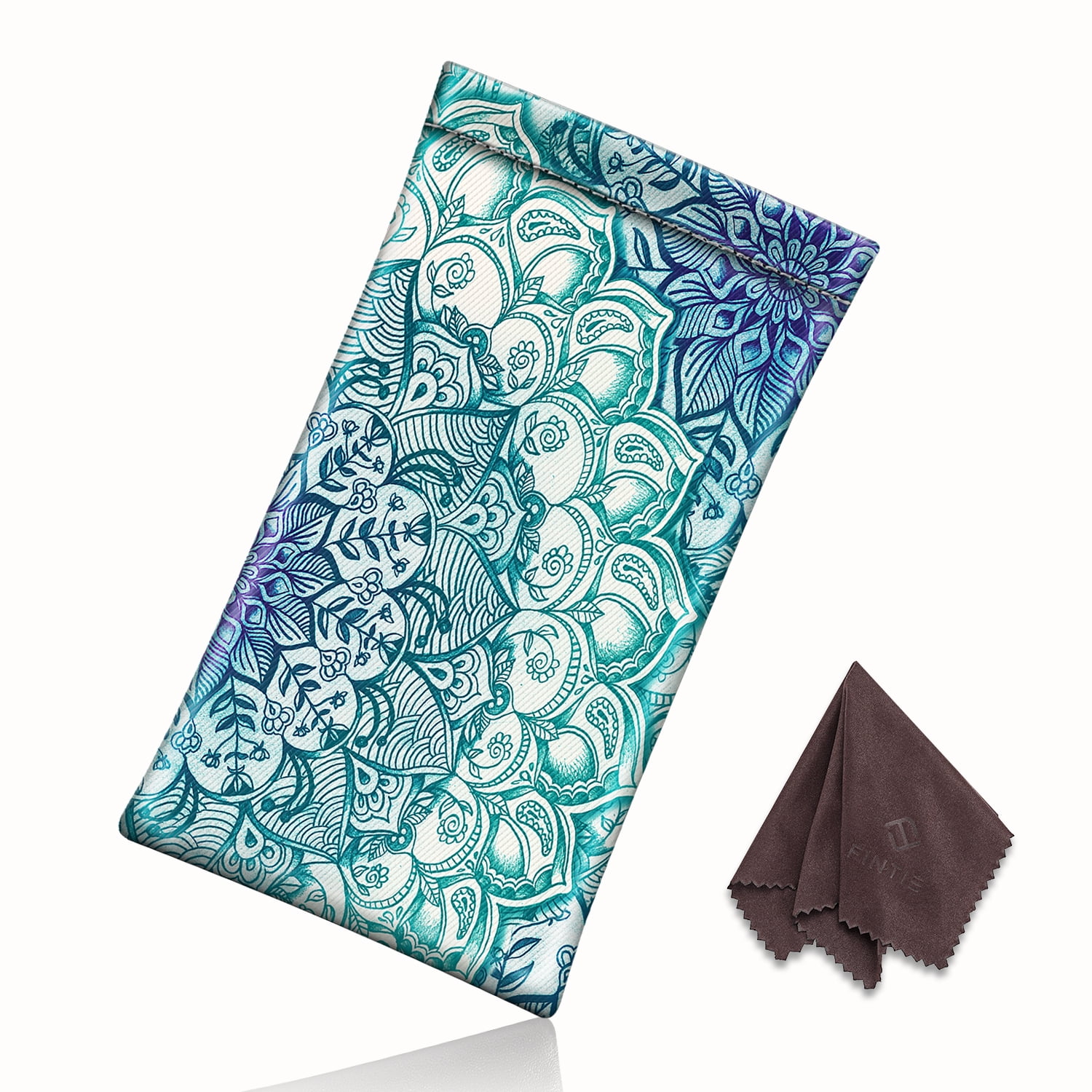 Fintie Squeeze Top Eyeglasses Pouch with Cleaning Cloth, Leather Soft ...