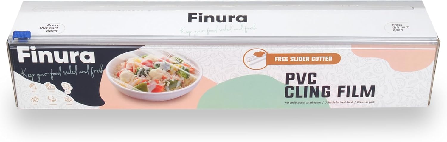 Finura Foodservice Plastic Wrap Film, Slider Cutter, BPA Free, Antifog ...