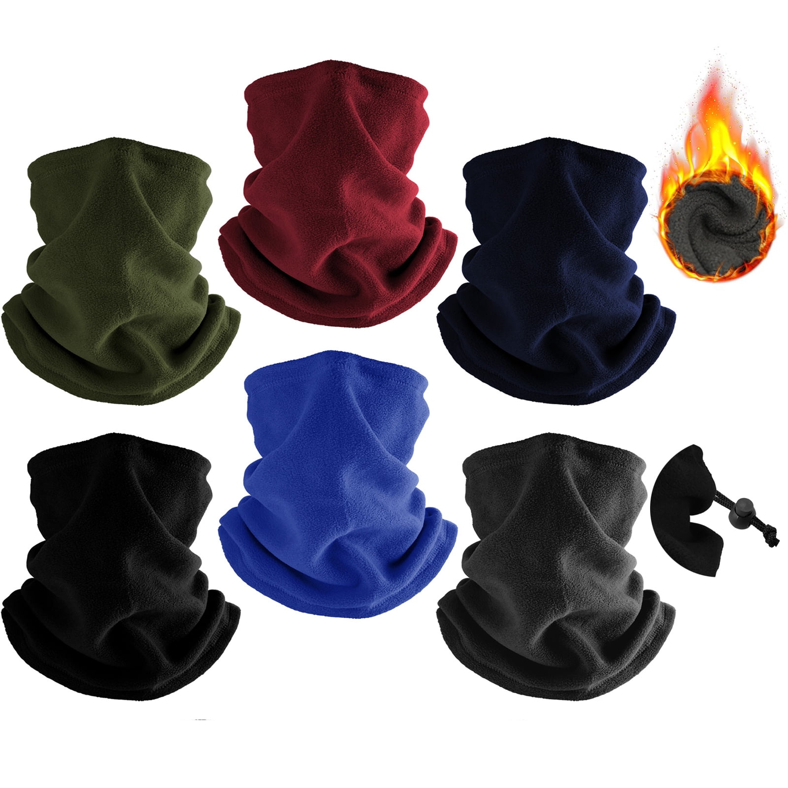 Finvizo 6 Pack Winter Neck Warmer Fleece Neck Gaiter Windproof Face ...