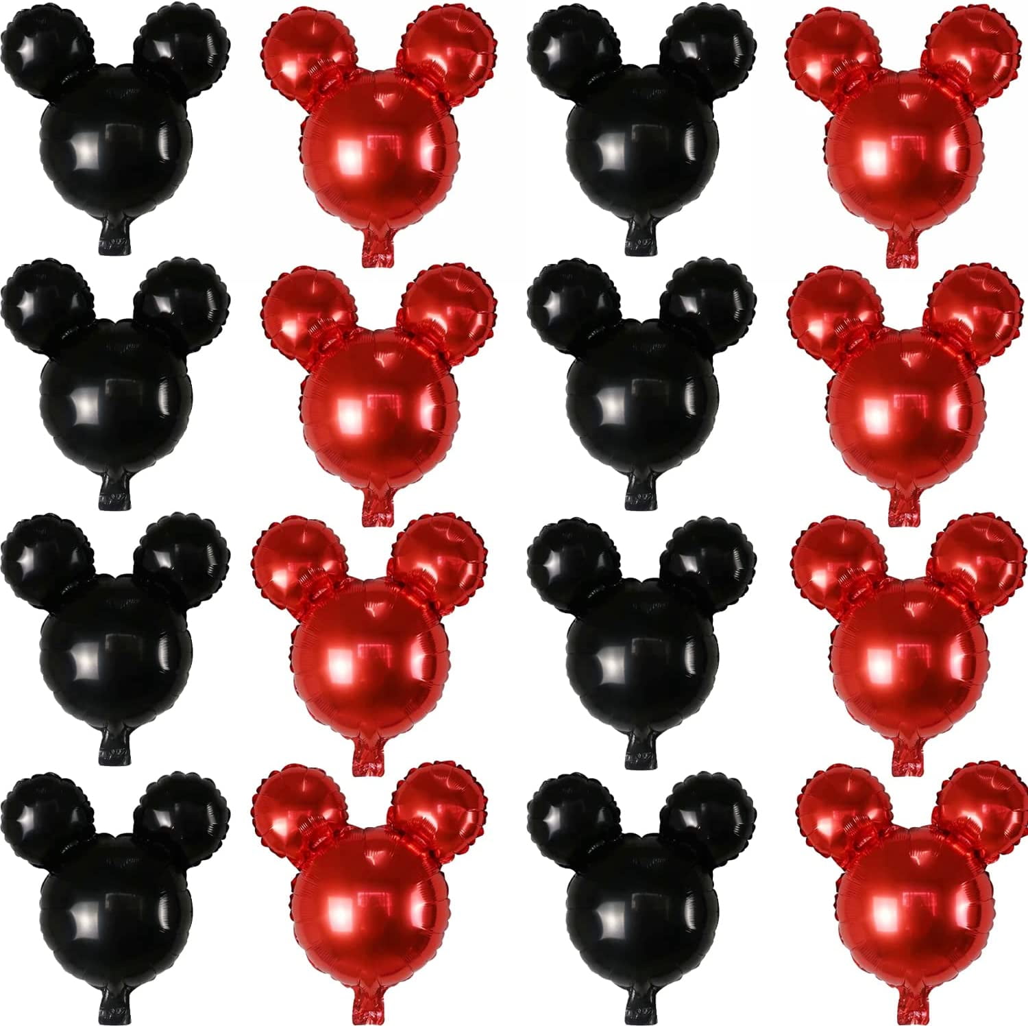 Finypa 16 Pcs Mouse Birthday Balloons, Black Red Mouse Head Foil ...