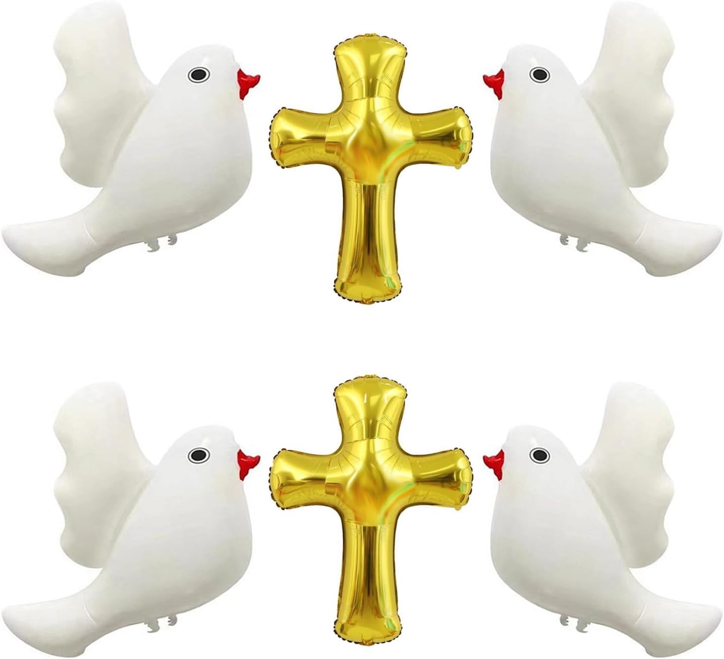 Finypa 6 Pcs Peace Dove Cross Foil Balloons White Pigeon Bird Large ...