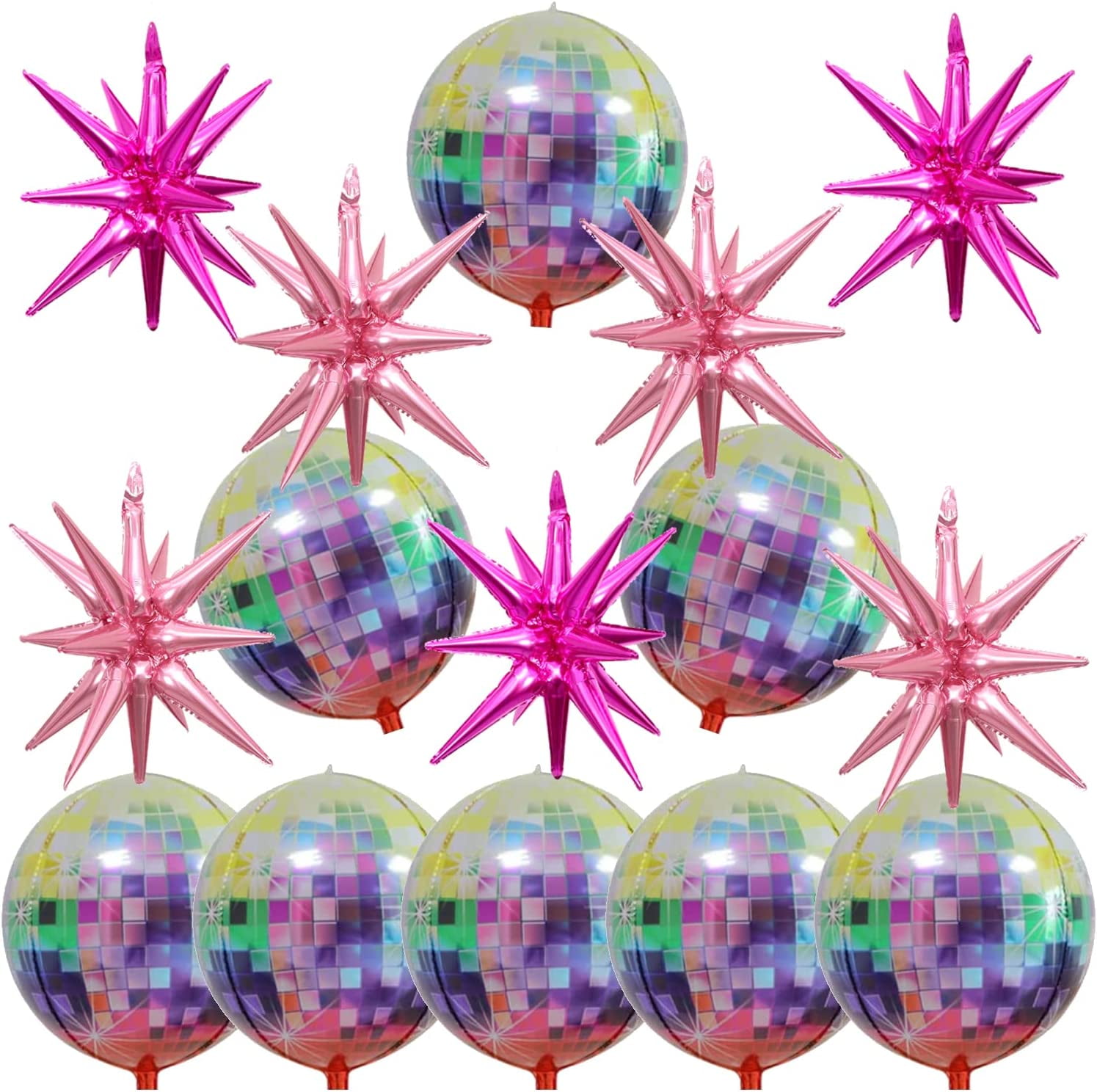 Finypa Huge Explosion Star Party Balloons, Aluminum Foil, Pink Disco ...