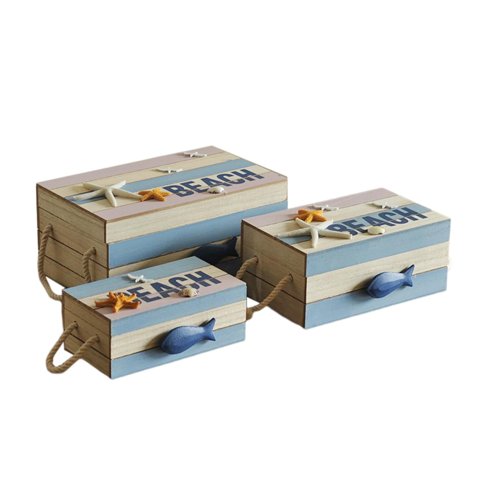 Fiocias 3 Pieces Mnautical Wooden Organizer Bin Jewelry Box Antique ...
