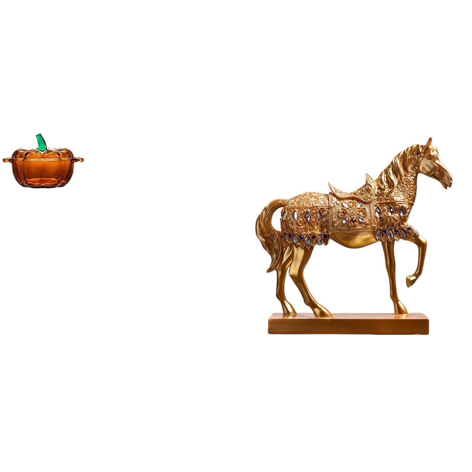 Fiocias Pumpkin Shaped Glass Candy Dish with Lid And Horse Figurine ...