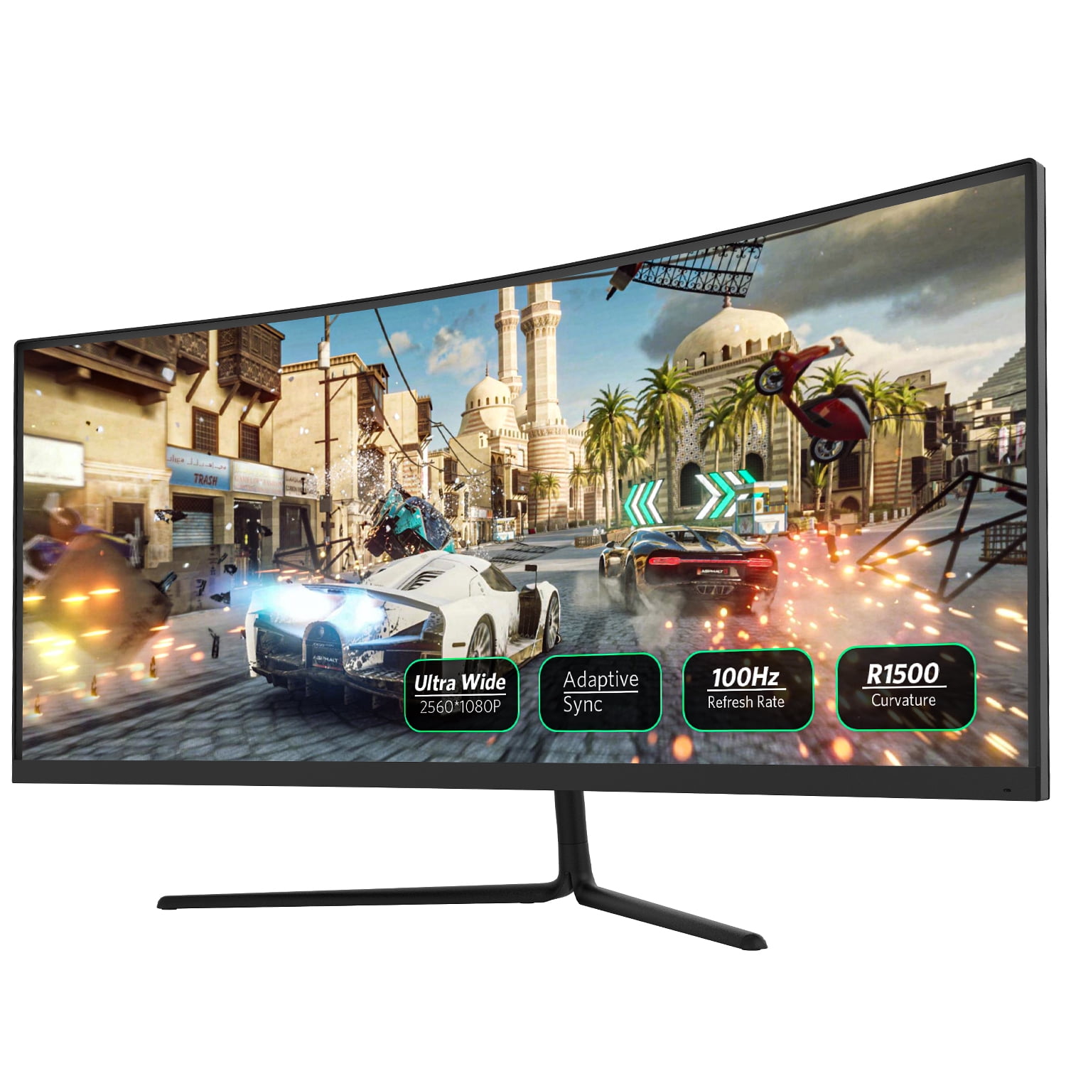 "Fiodio 30"" UltraWide FHD 21:9 100Hz Curved Gaming Monitor, 2560*1080P ...