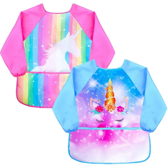 2 Pack Kids Art Smocks Children Painting Aprons Long Sleeve Kids Smock ...