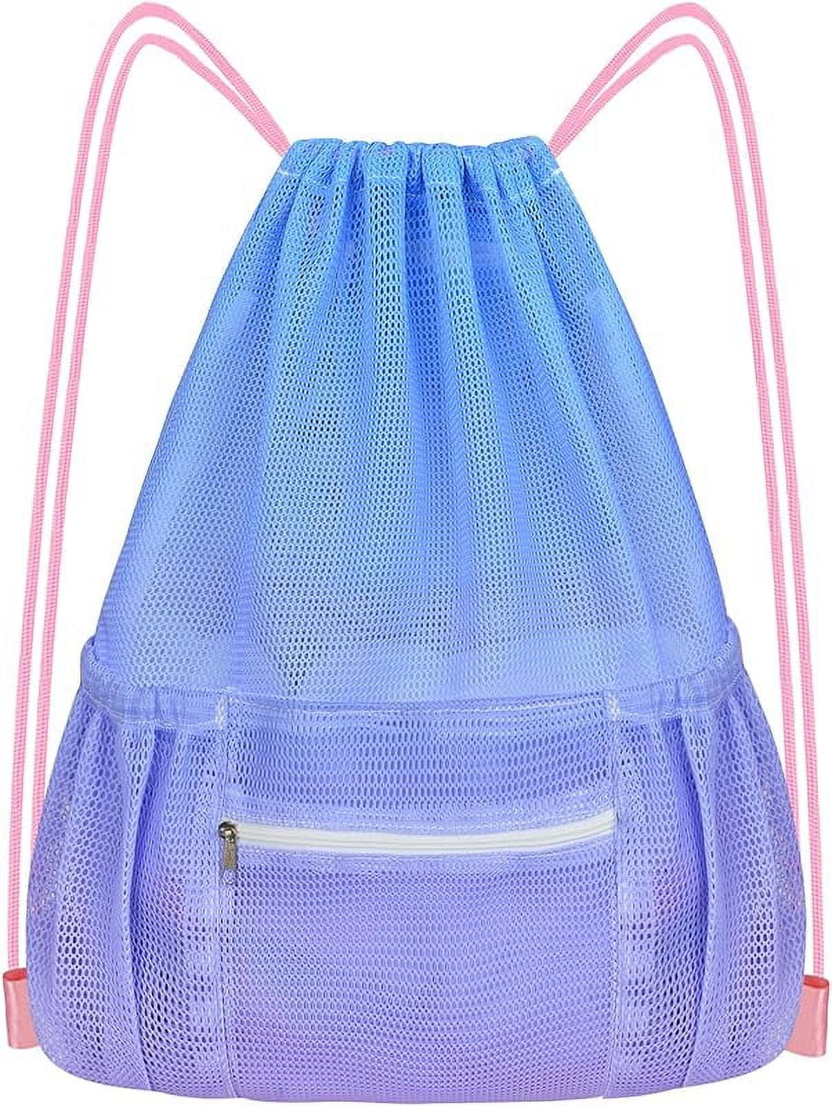 Fiodrimy mesh drawstring backpack bag beach bag with zipper pocket gym backpack bag for swimming ...