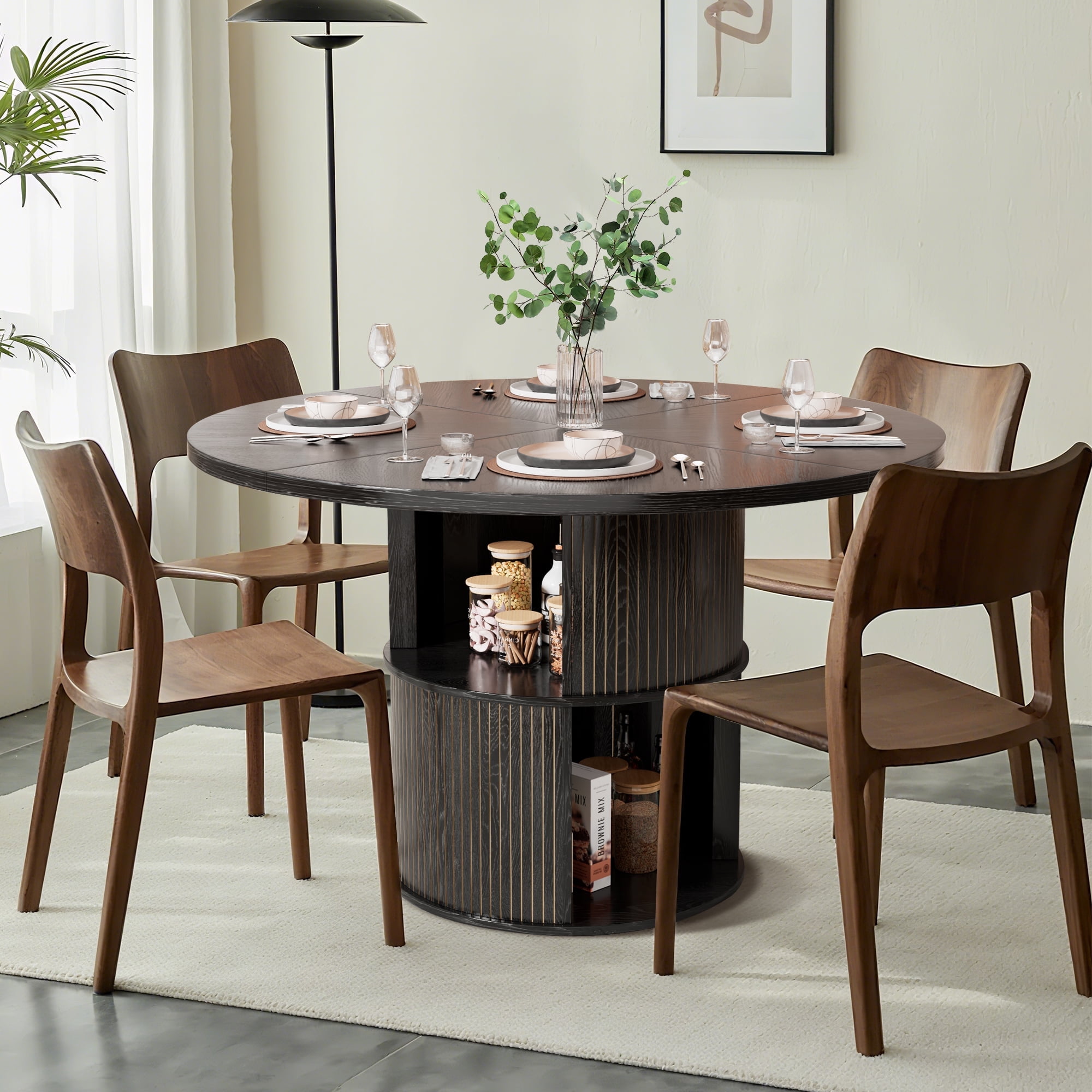 Fiogmub 47 inch Round Dining Table for 4, Circle Kitchen Table with ...