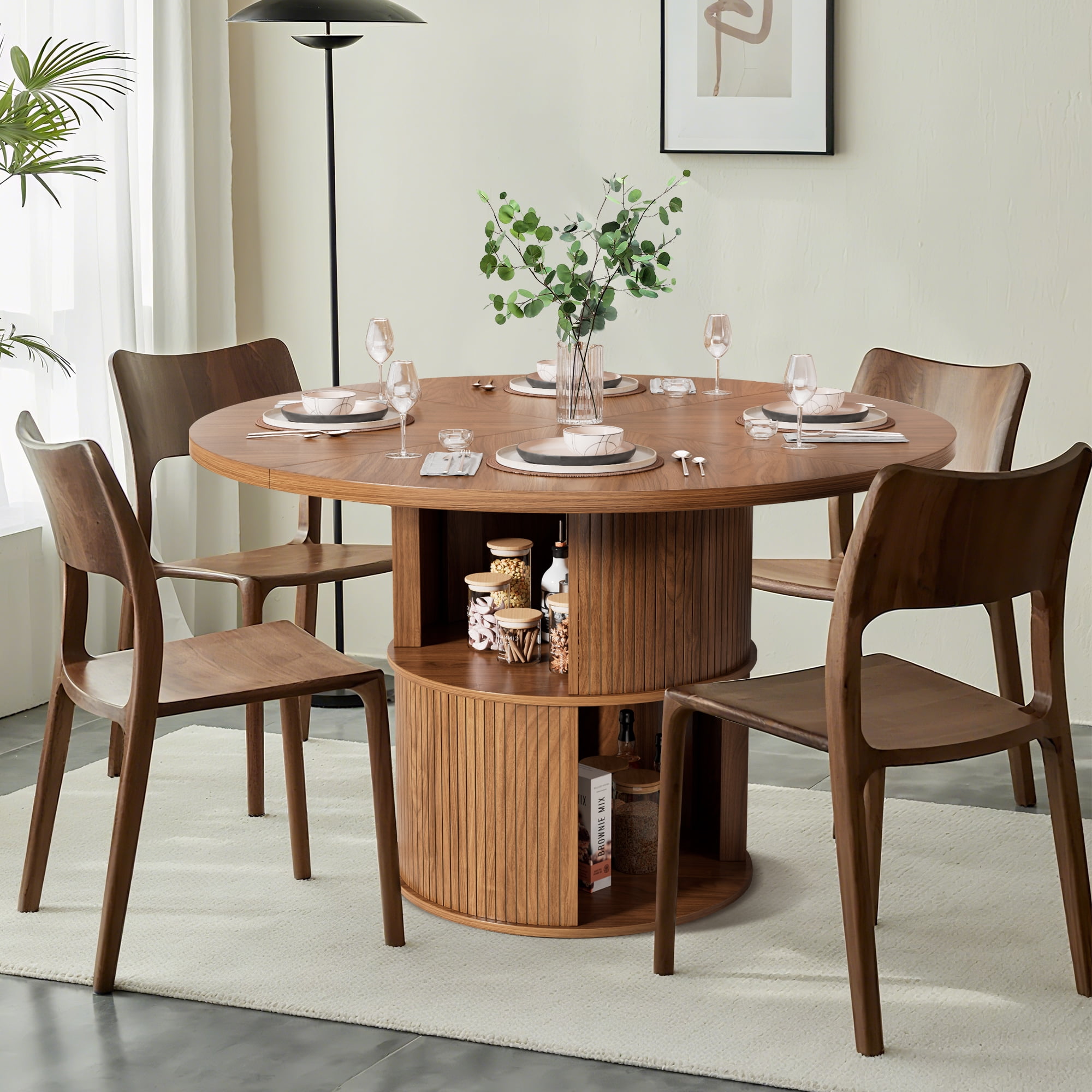 Fiogmub 47 inch Round Dining Table for 4, Circle Kitchen Table with ...