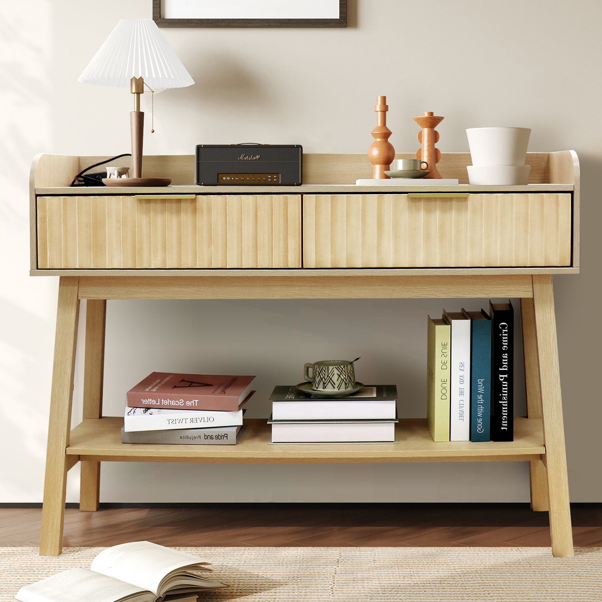 Fiogmub s Wood Console Table with Drawers, Entryway Table Outlets & USB ...