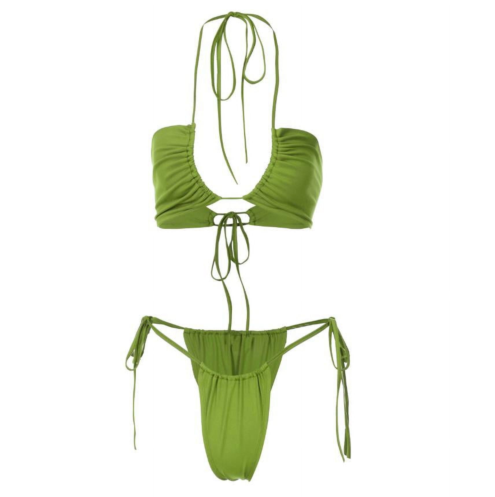Fiomva Women's 2 Piece Swimsuit Tie Side Bathing Suit String Bikini ...