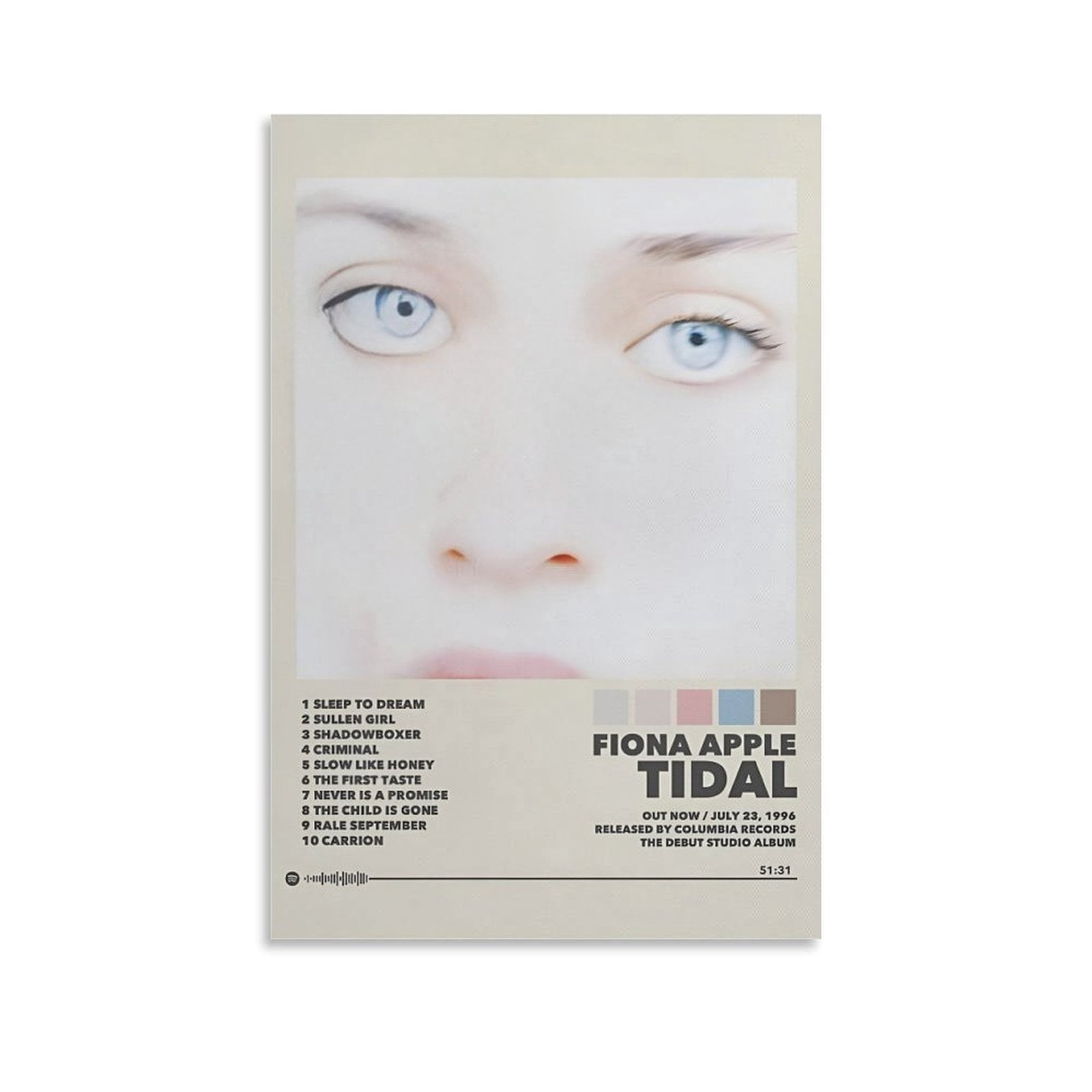Fiona Apple TIDAL 1996 Poster 2 Canvas Art Poster and Wall Art Picture ...