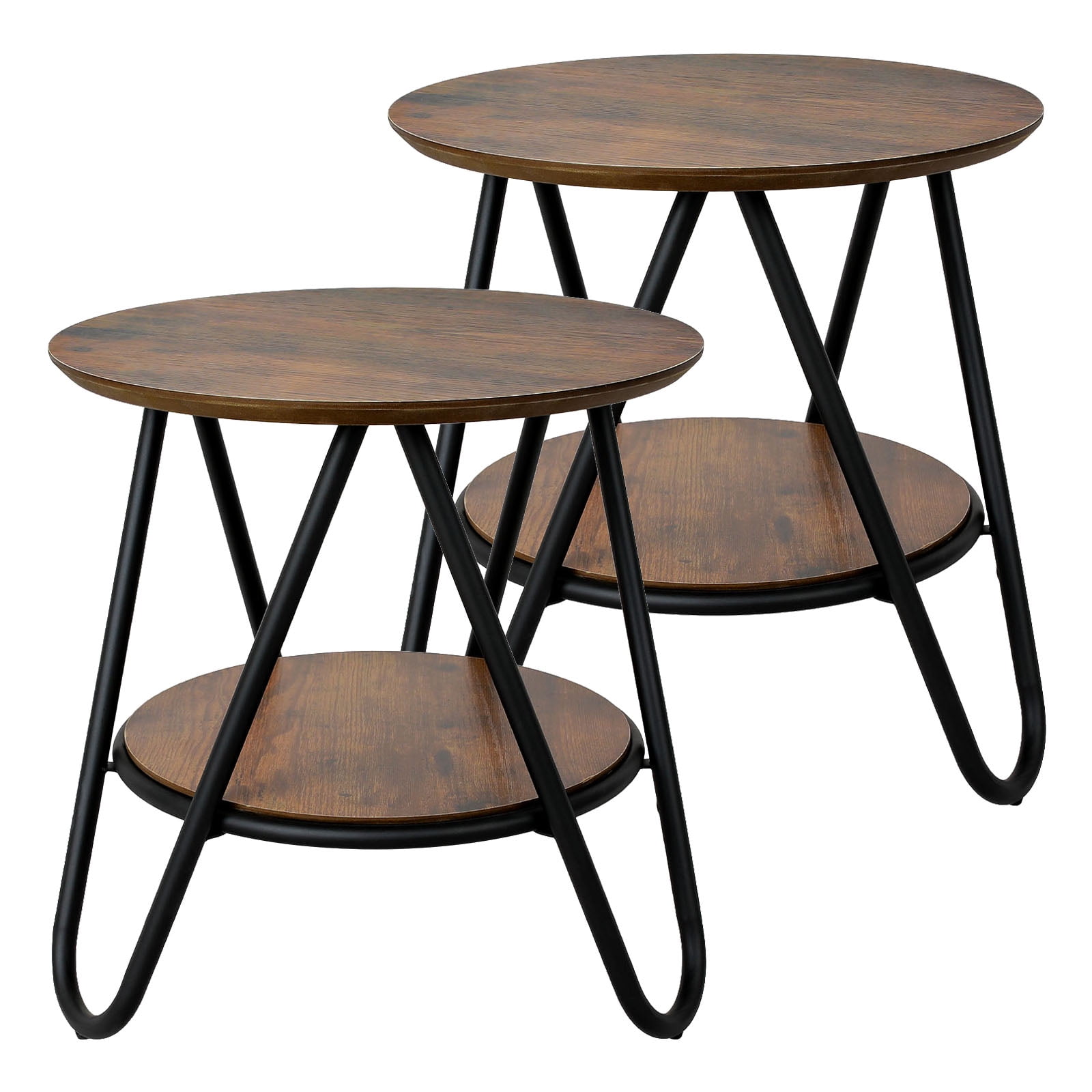 Fionafurn 15.7" Round Modern Side Accent, End Table with Metal Legs and ...