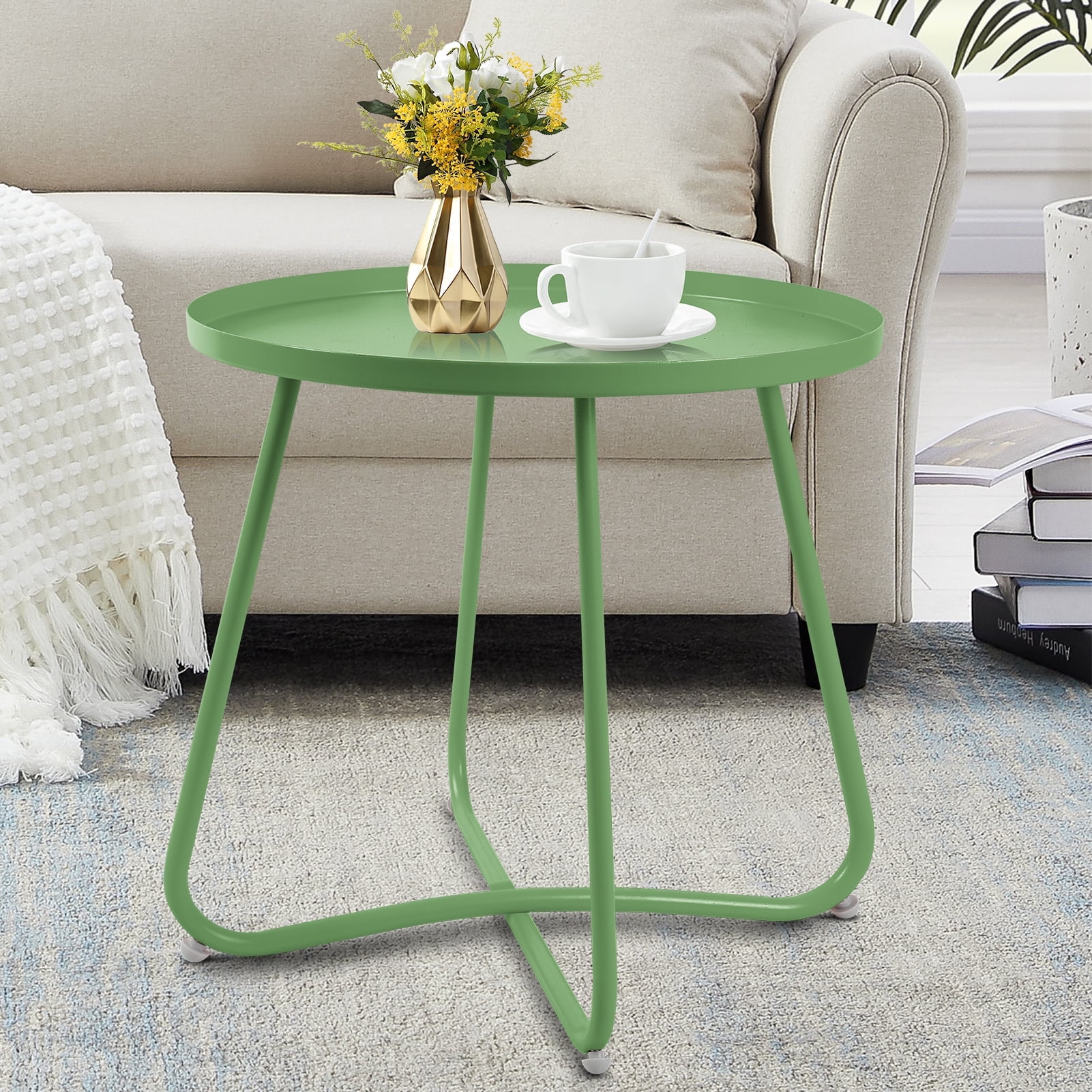 Fionafurn 17’‘ Diameter End Table, Metal Side Table For Outdoor, Indoor ...