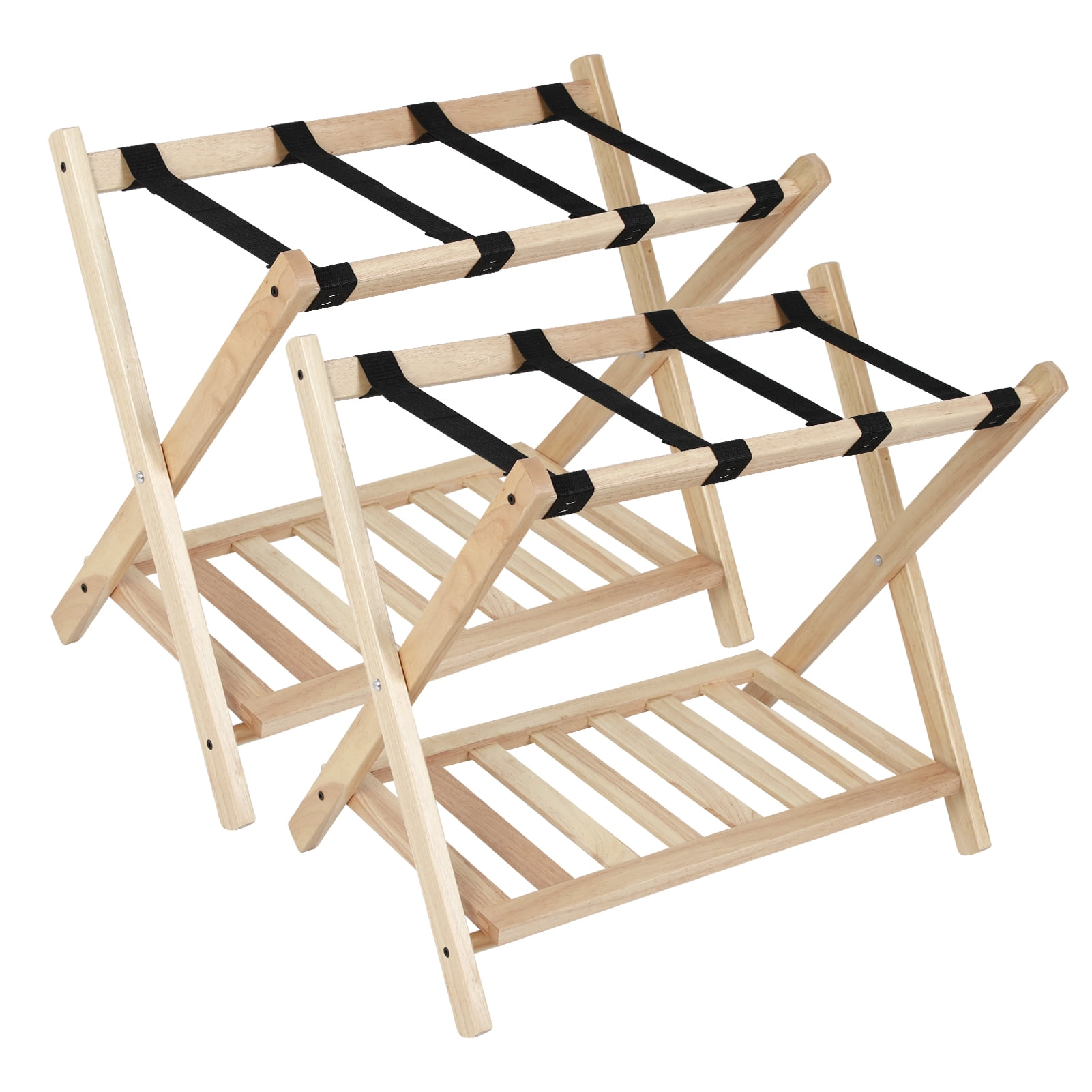 Fionafurn 2 Pack Luggage Rack , Wooden Folding Luggage Rack with Nylon ...