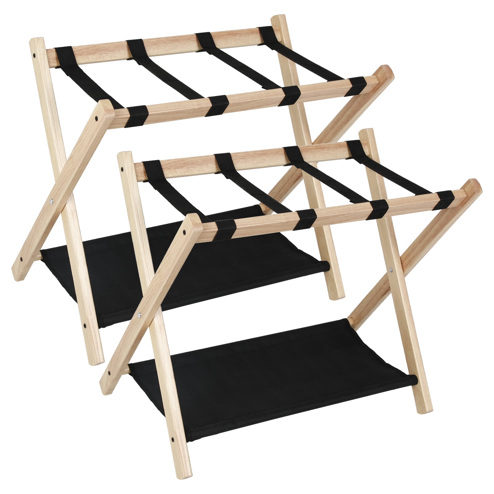 Fionafurn 2 Pack Luggage Rack , Wooden Folding Luggage Rack with Nylon ...