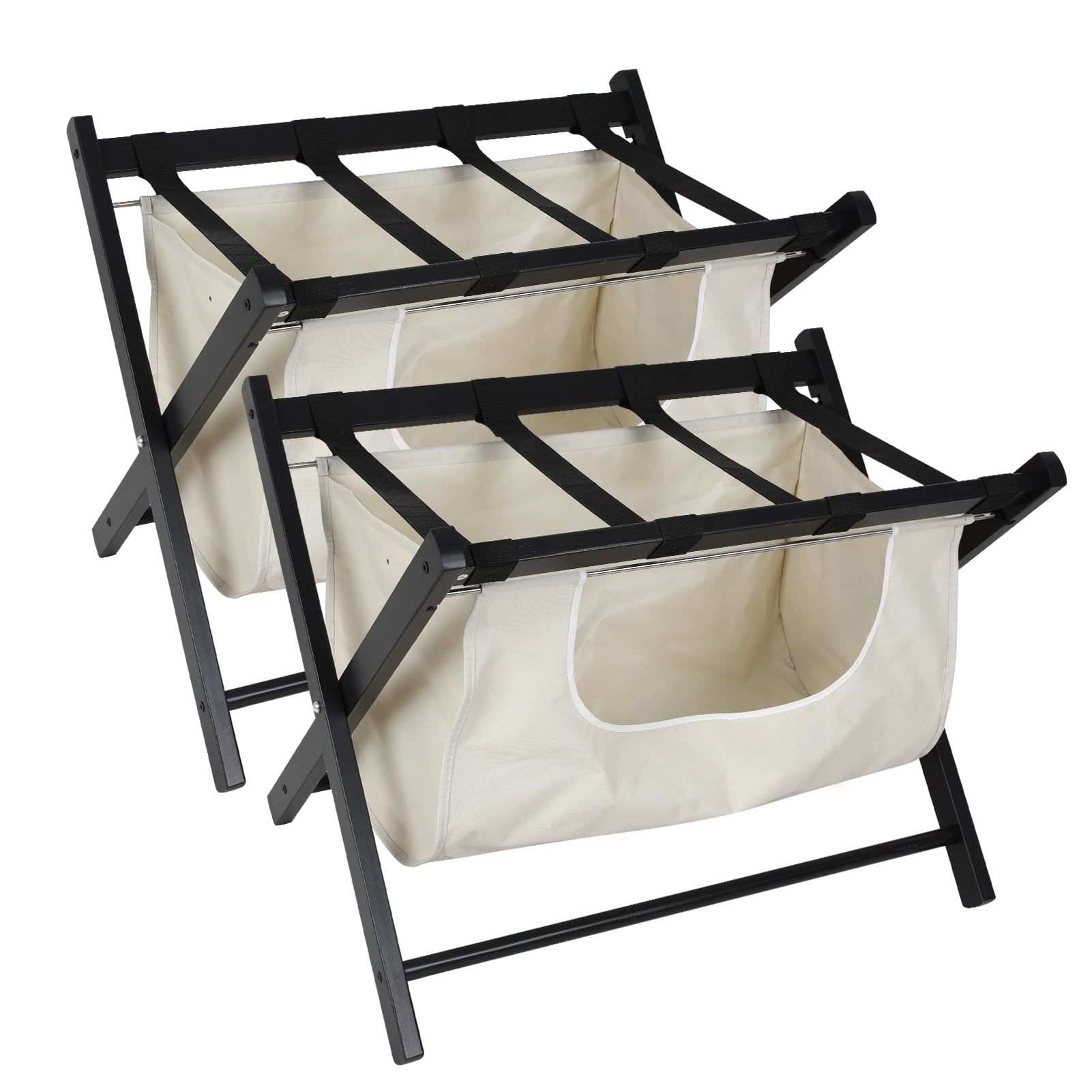 Fionafurn 2 Pack Luggage Rack with Removable Fabric Basket, Wooden ...