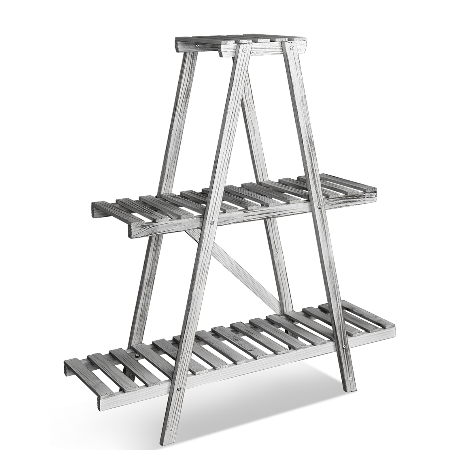 Fionafurn 3-Shelf Wooden Flower Plant Stand Outdoor Indoor Flower ...