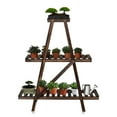 Fionafurn 3-Tier Folding Wooden Shelving Flower and Plant Display Stand ...