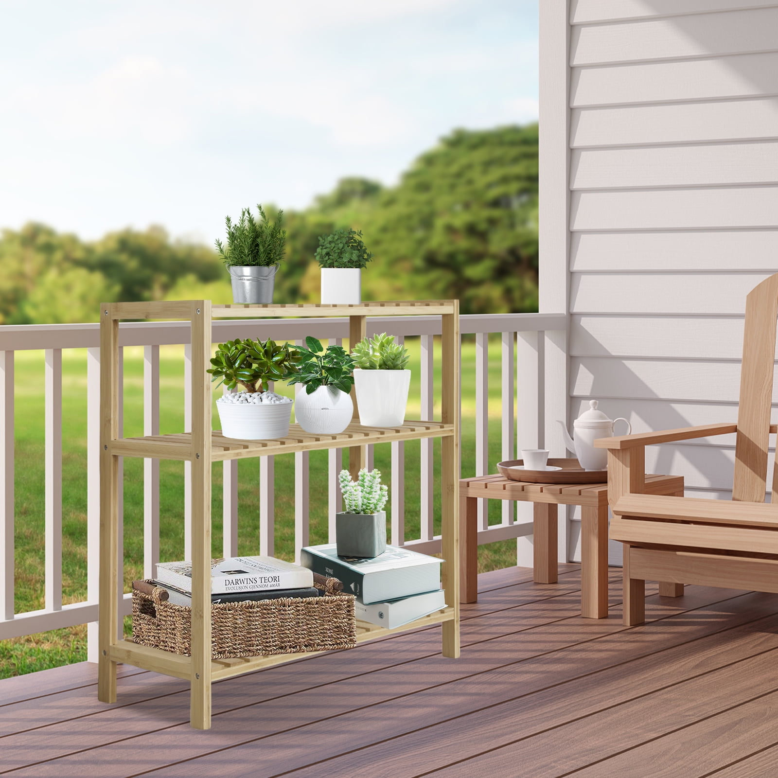 Fionafurn 3-Tire storage Shelf，multi-purpose Bamboo Display rack, 23 ...