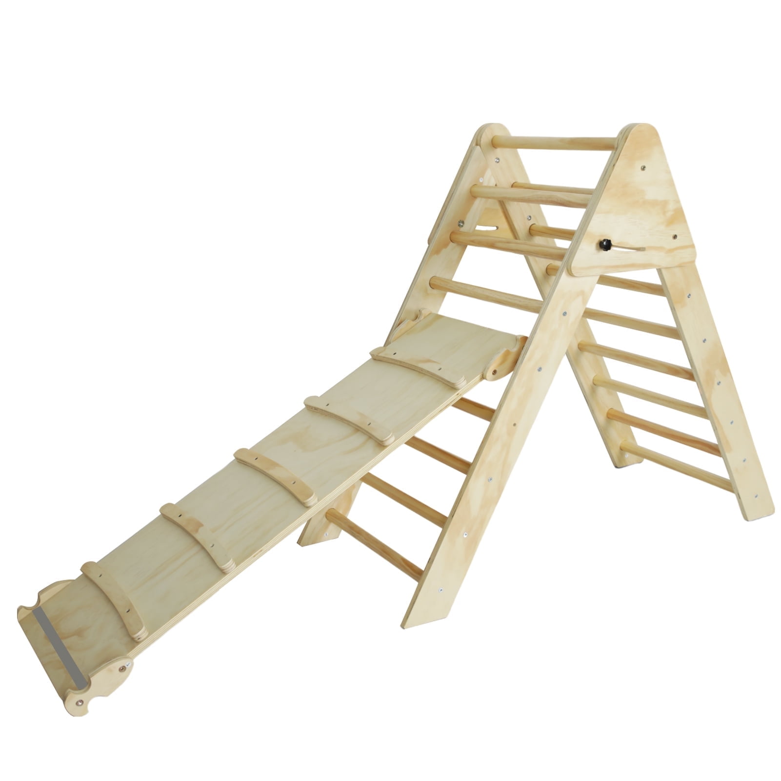 Fionafurn 3-in-1 Toddlers Triangle Climbing Set with Climbing Ramp ...