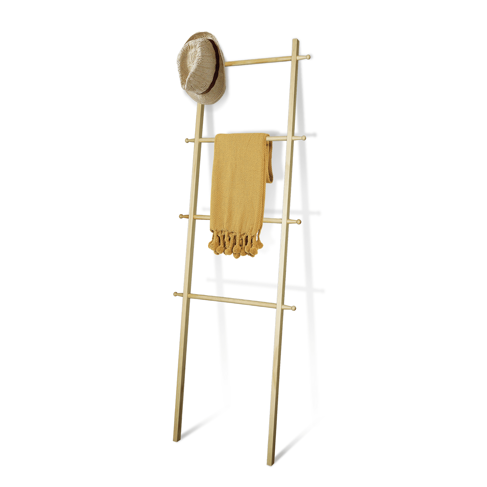 Fionafurn 4-Layer Modern Blanket Ladder Shelf,Wooden Wall Leaning ...