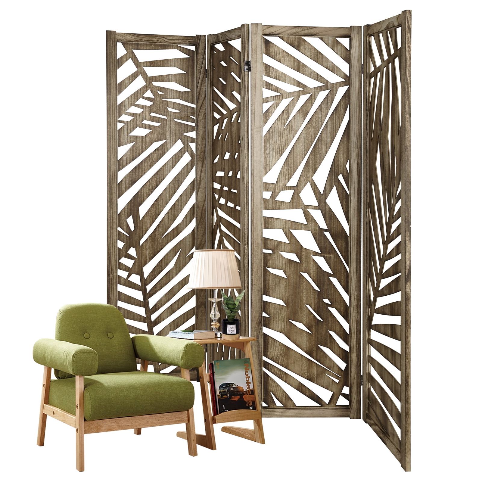 Fionafurn 4 Panel Carved Room Dividers Folding Screen Freestanding ...
