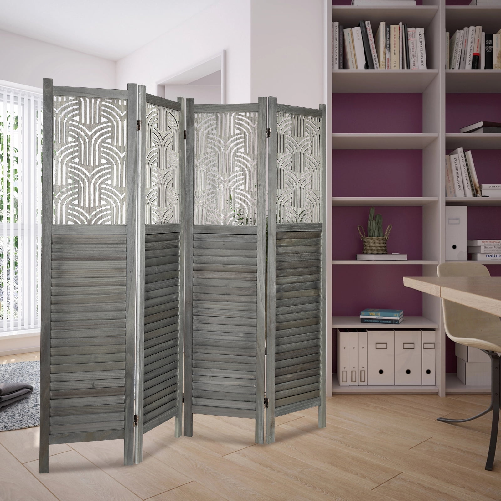 Fionafurn 4 Panel Room Divider,Hollow Carved Folding Privacy Screens ...