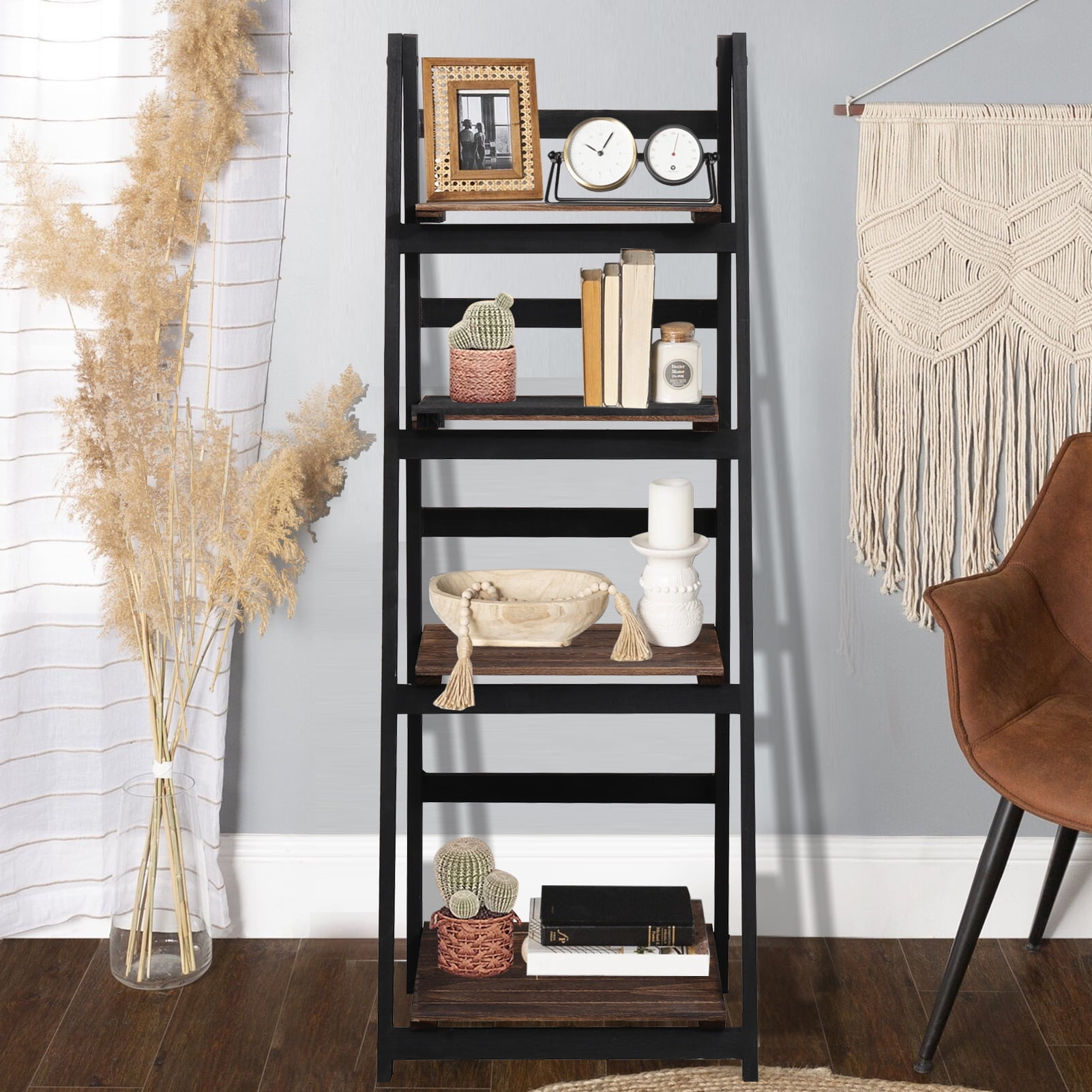 Fionafurn 4-Tier 44'' Ladder Shelf Bookshelf Bookcase Storage Display ...