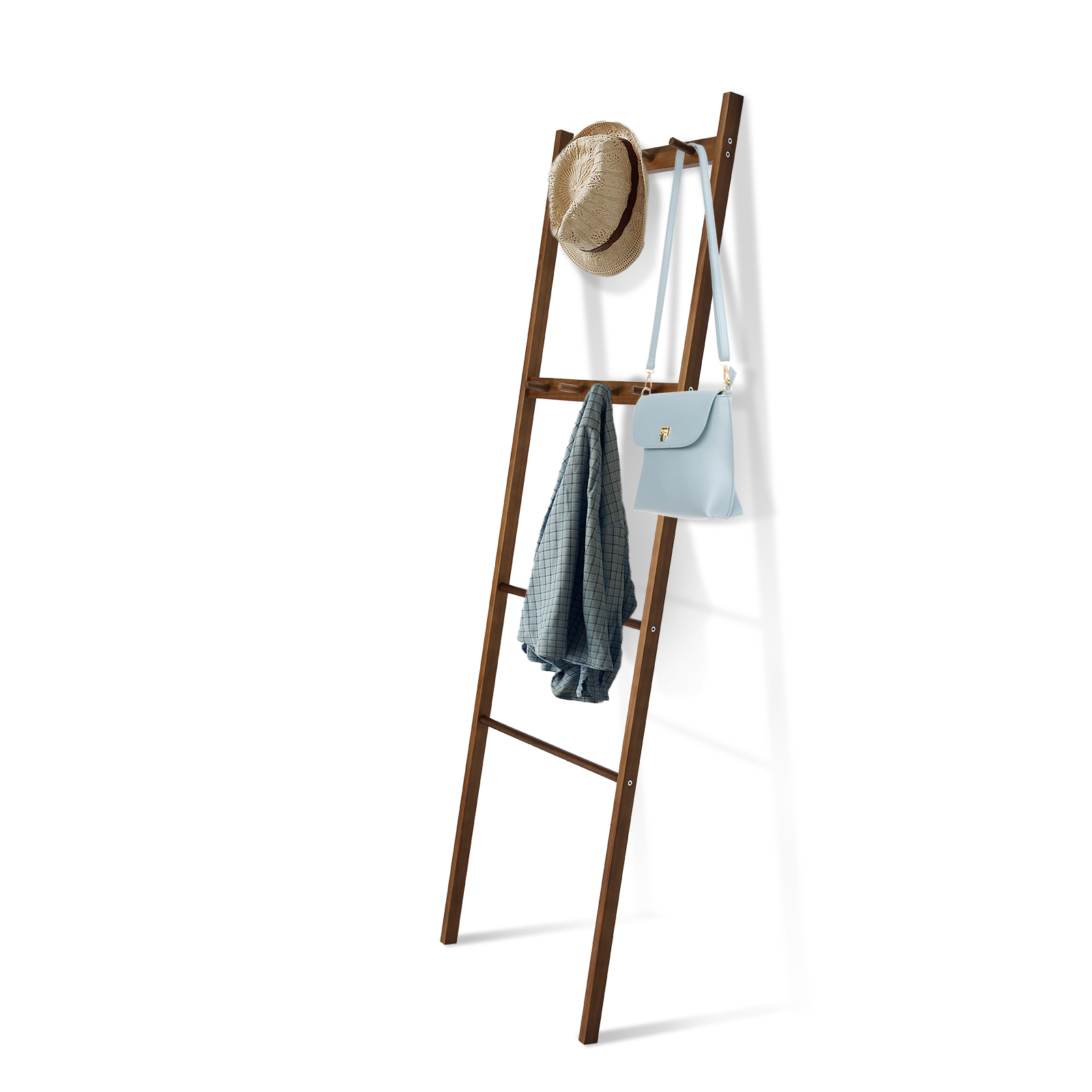 Fionafurn 4-Tier Blanket & Towel Ladder Rack Wall Mounted Wooden Towel ...