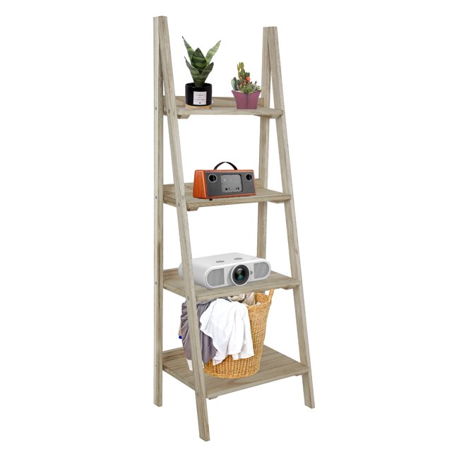 Fionafurn 4 Tier Step Ladder Shelf, Wooden Step Planter, 4 Tier ...