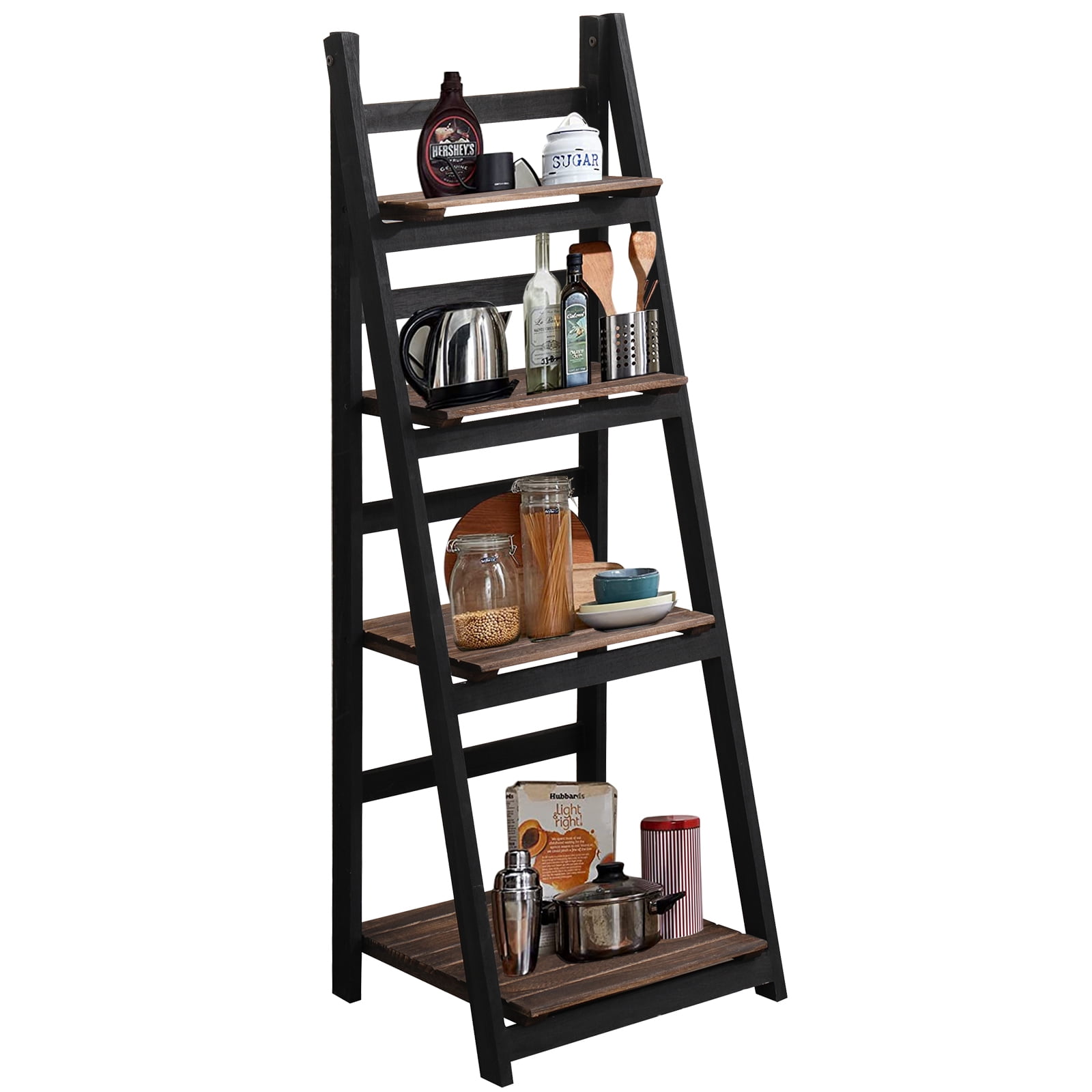 Fionafurn 4 Tier Step Ladder Shelf, Wooden Step Planter, 4 Tier ...