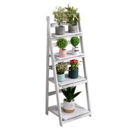 Costway 4-Tier Ladder Shelf Leaning Bookshelf withAnti-falling Baffle ...