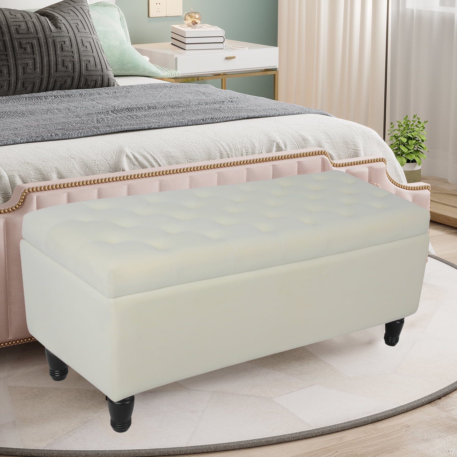 Fionafurn 43" Ottoman with Storage and 2 Footstools,Large Storage Bench ...