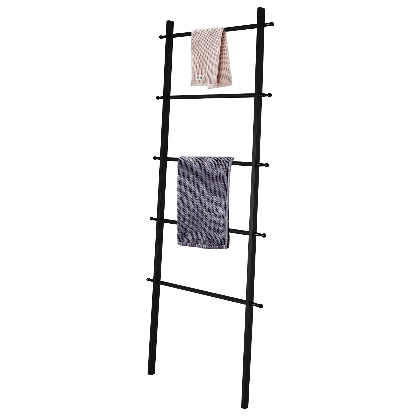 Fionafurn 5.3FT Wall Leaning Blanket Ladder, 5-Tier Wooden Farmhouse ...