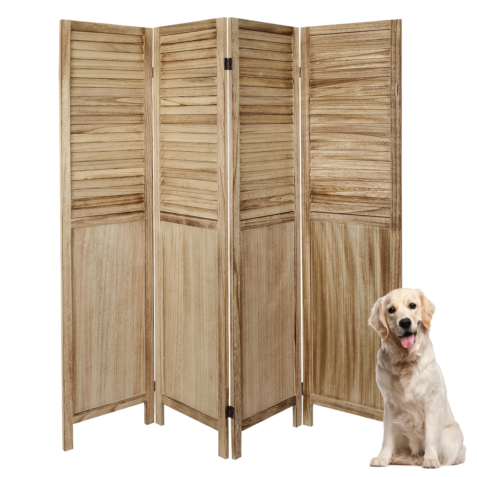 Fionafurn 5.6 Ft Room Divider Freestanding Louvered Divider Screen and ...