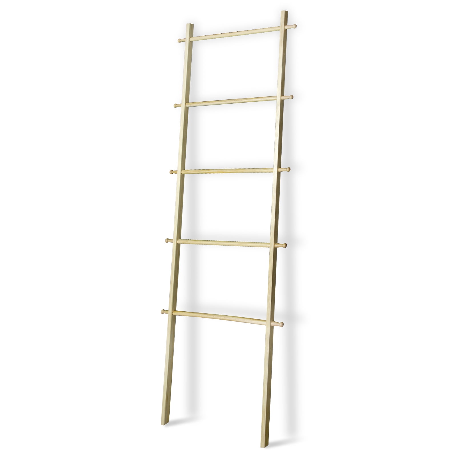 Fionafurn 5-Tier Blanket & Towel Ladder Rack Wall Mounted Wooden Towel ...
