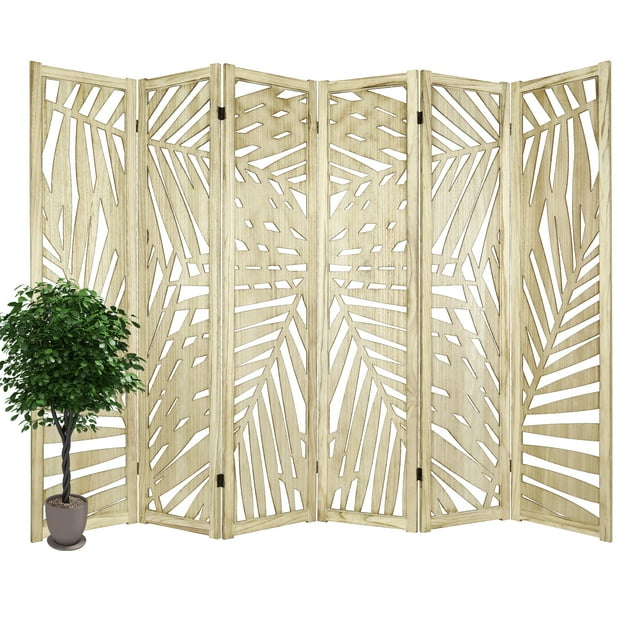 Fionafurn 6 Panel Carved Room Divider,Wooden Screen Folding Decorative ...
