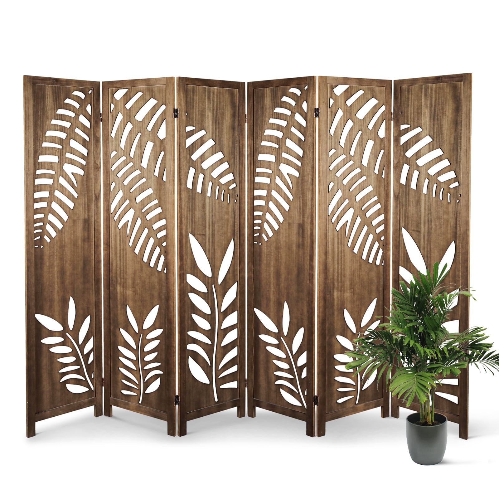 Fionafurn 6 Panel Carved Room Dividers Folding Screen Freestanding ...