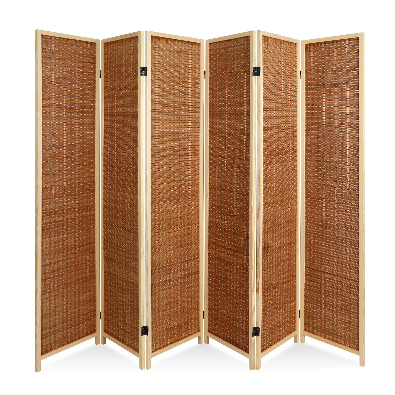 Fionafurn 6 Panel Portable Room Divider, Handwork Bamboo Mesh Woven ...
