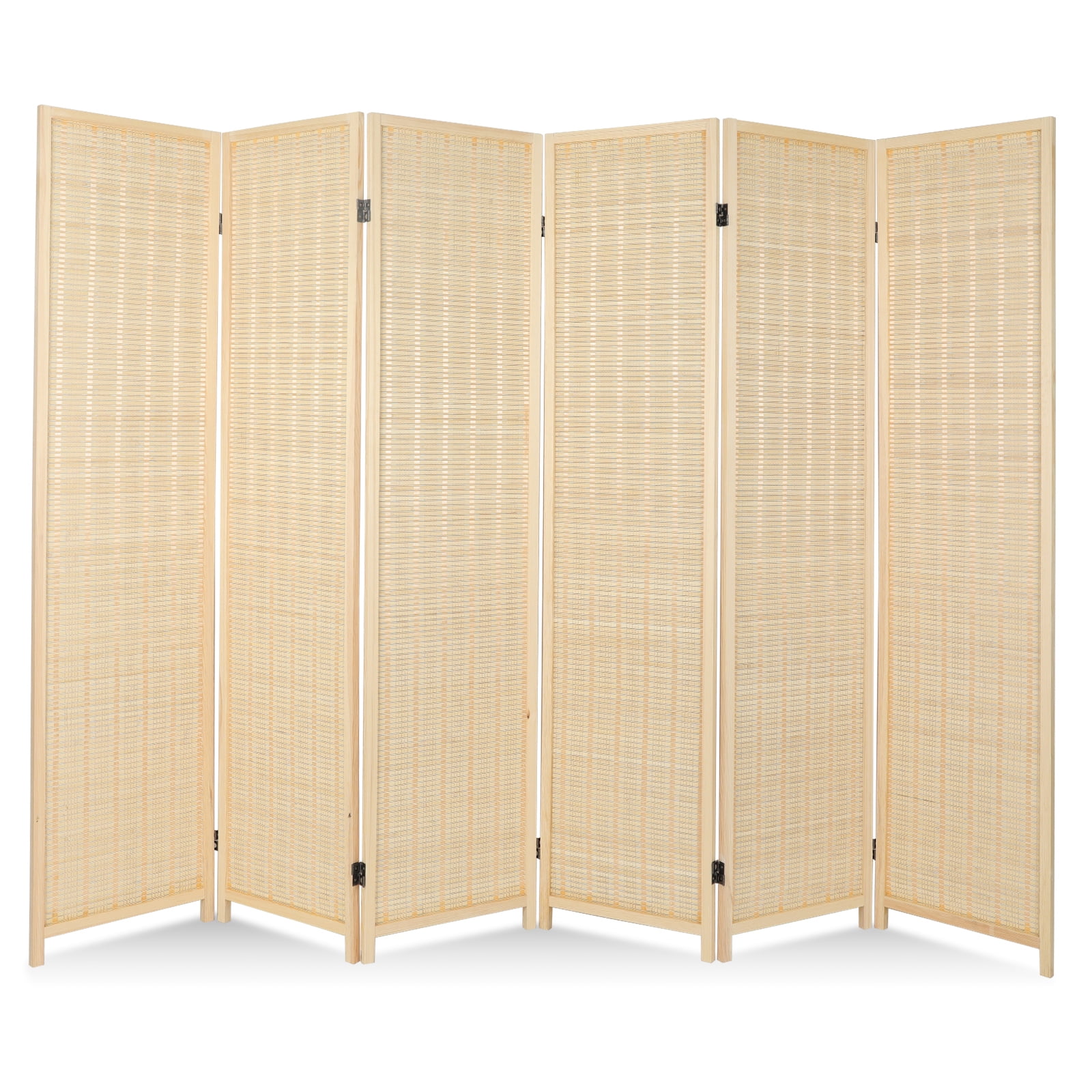 Fionafurn 6 Panel Portable Room Divider, Handwork Bamboo Mesh Woven ...