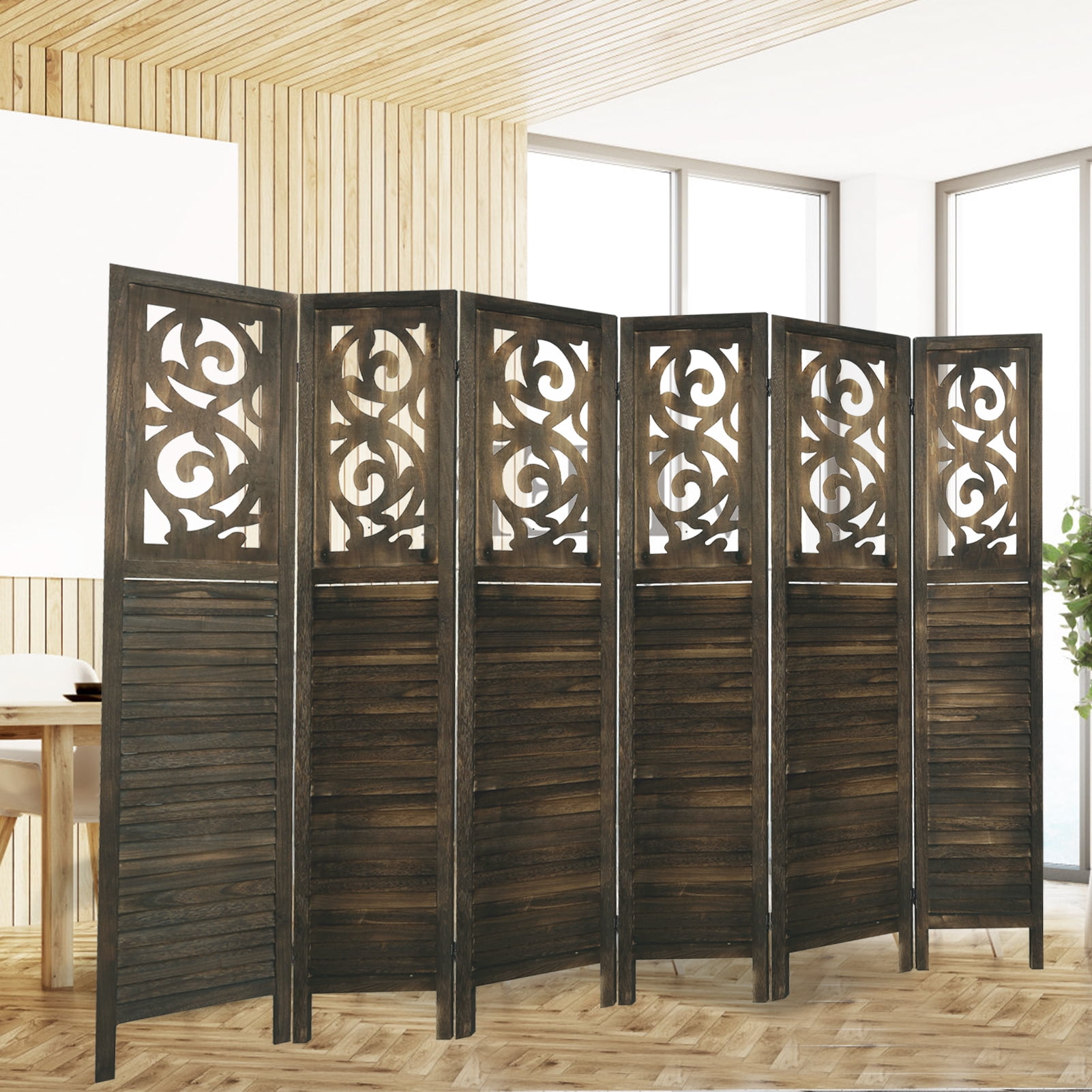 Fionafurn 6 Panel Room Divider,Hollow Carved Folding Privacy Screens ...