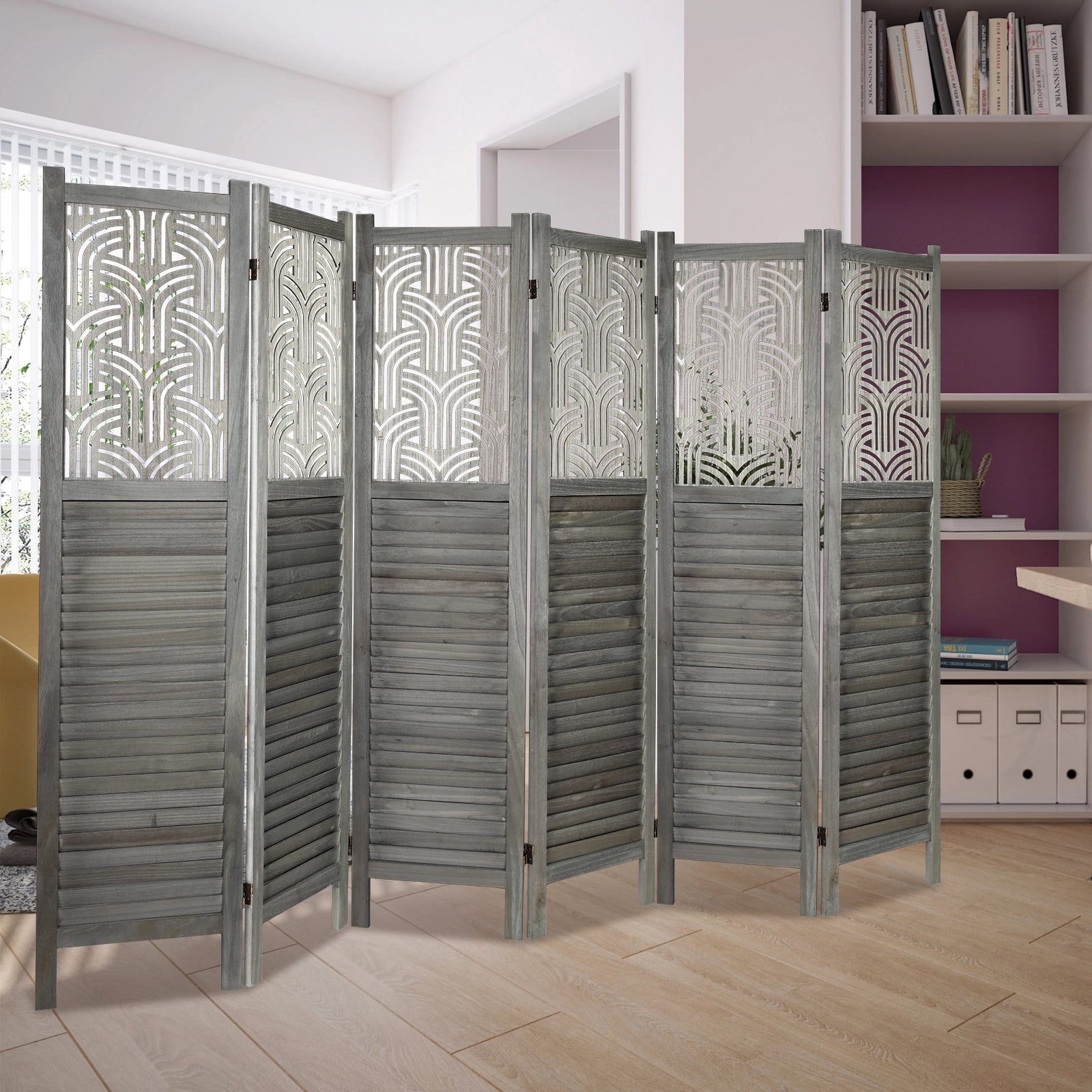 Fionafurn 6 Panel Room Divider,Hollow Carved Folding Privacy Screens ...
