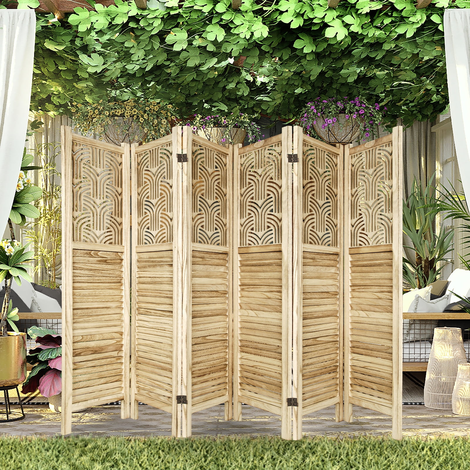 Fionafurn 6 Panel Room Divider,Hollow Carved Folding Privacy Screens ...