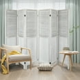 Fionafurn 6-Panel Room Divider Platane Wood Folding Louver Privacy ...