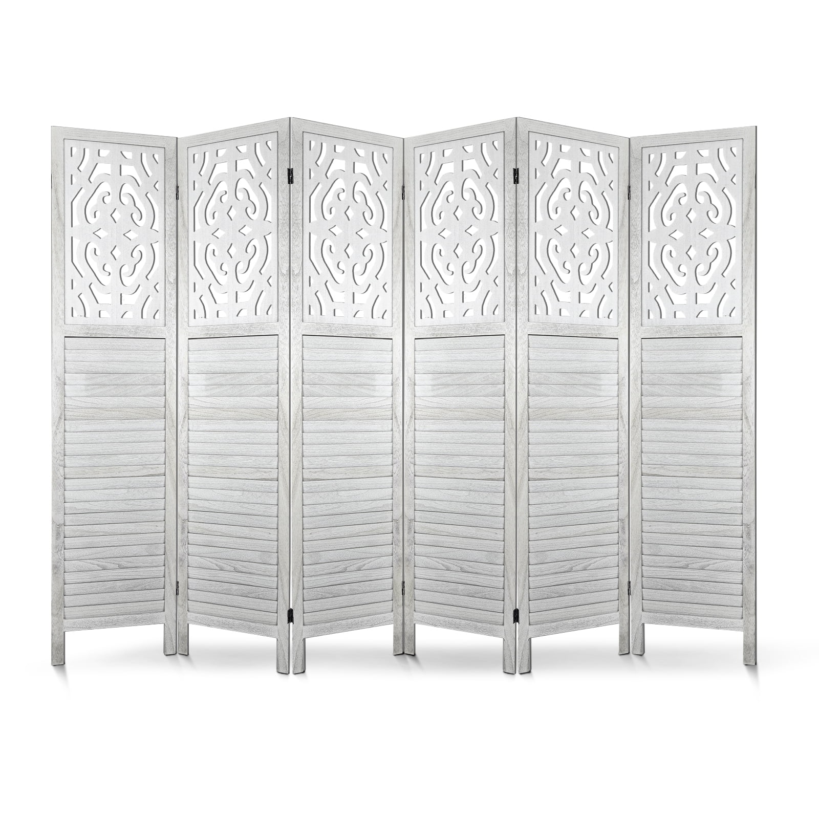 Fionafurn 6 Panel Room Divider, Wooden Freestanding Cutout Louver ...