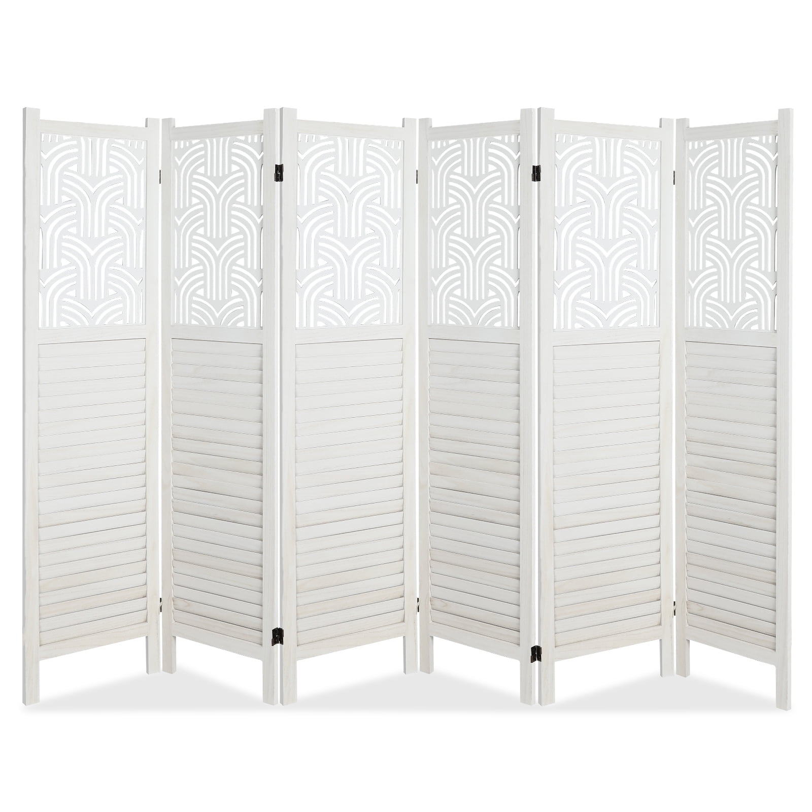 Fionafurn 6 Panel Room Divider, Wooden Freestanding Cutout Louver ...