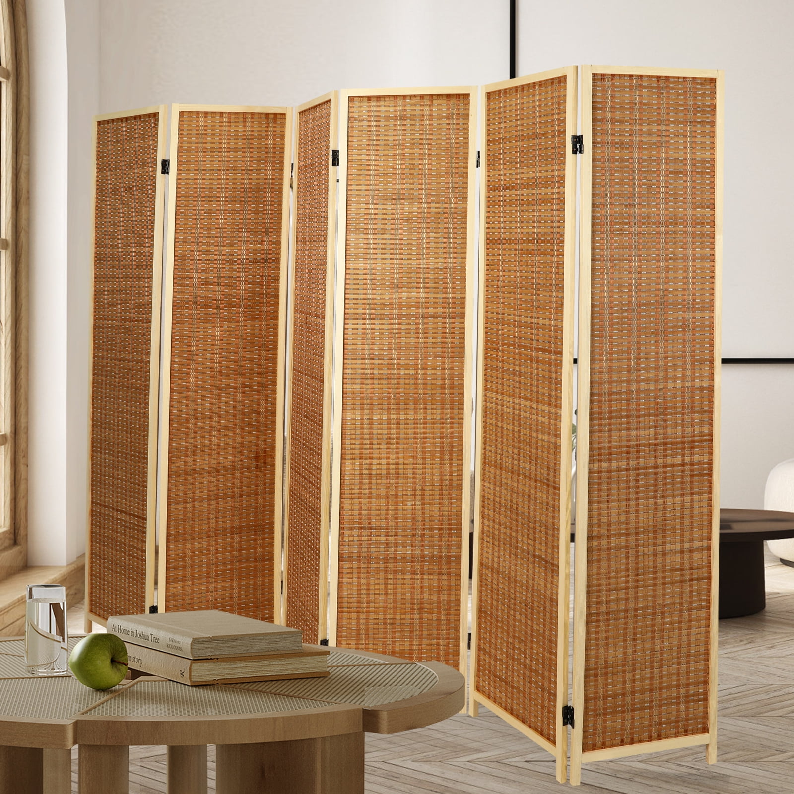 Fionafurn 6 Panel Room Divider pinus sylvestris Wood Folding bamboo ...